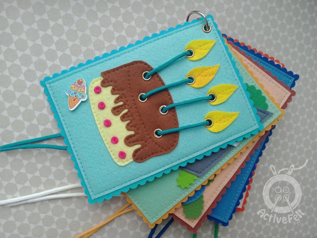 Lacing Cards Fine Motor Activity, Montessori Toddler Mini Quiet Book ...