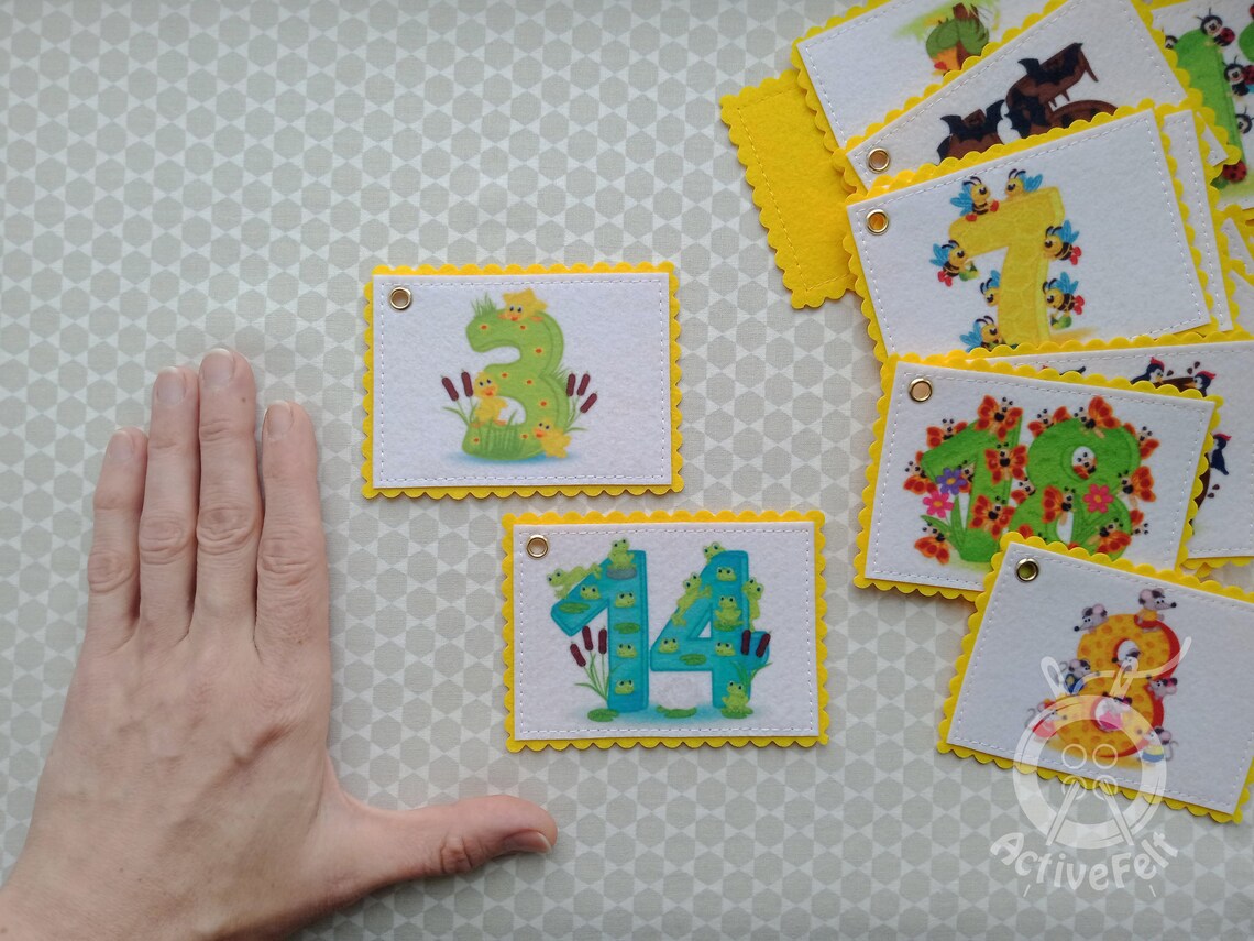 1-20 Felt Flash Cards, Early Learning Number Counting Flashcards ...