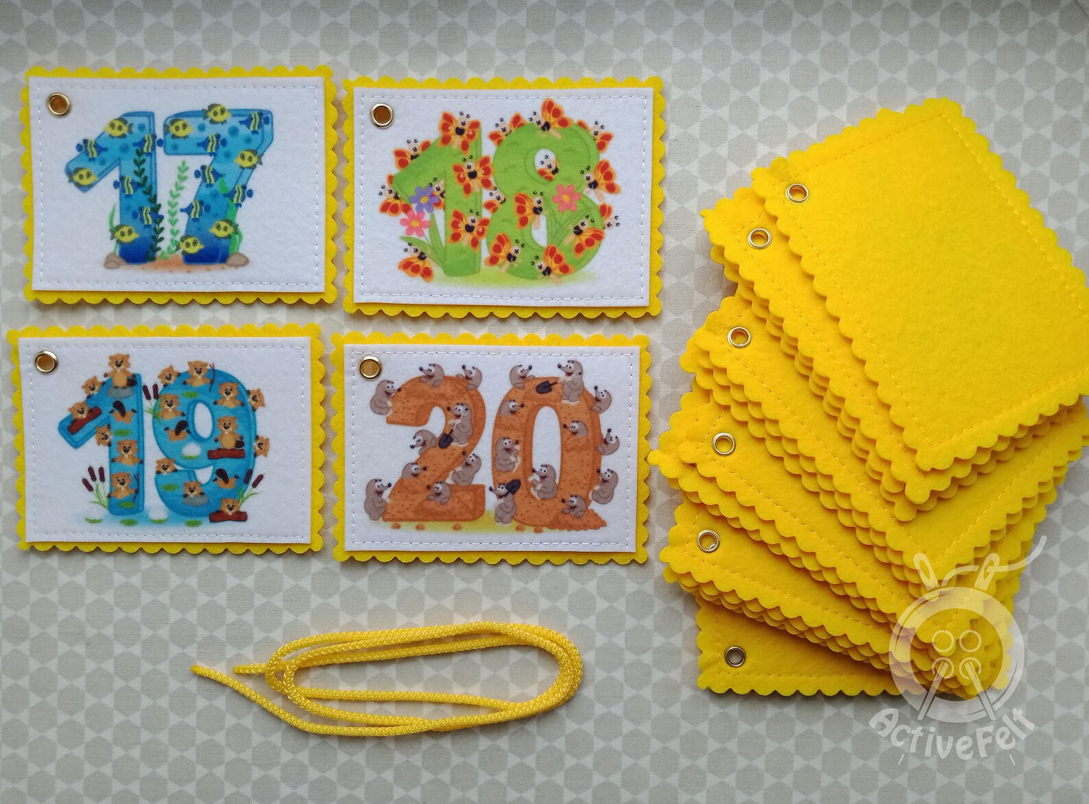 1-20 Felt Flash Cards, Early Learning Number Counting Flashcards ...