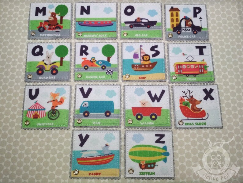Transportation ABC Felt Flash Cards Learning Alphabet | Etsy