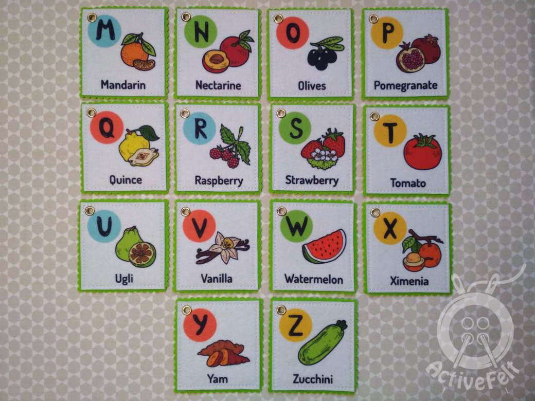 Fruits & Vegetables ABC Flashcards Toddler Learning Uppercase | Etsy