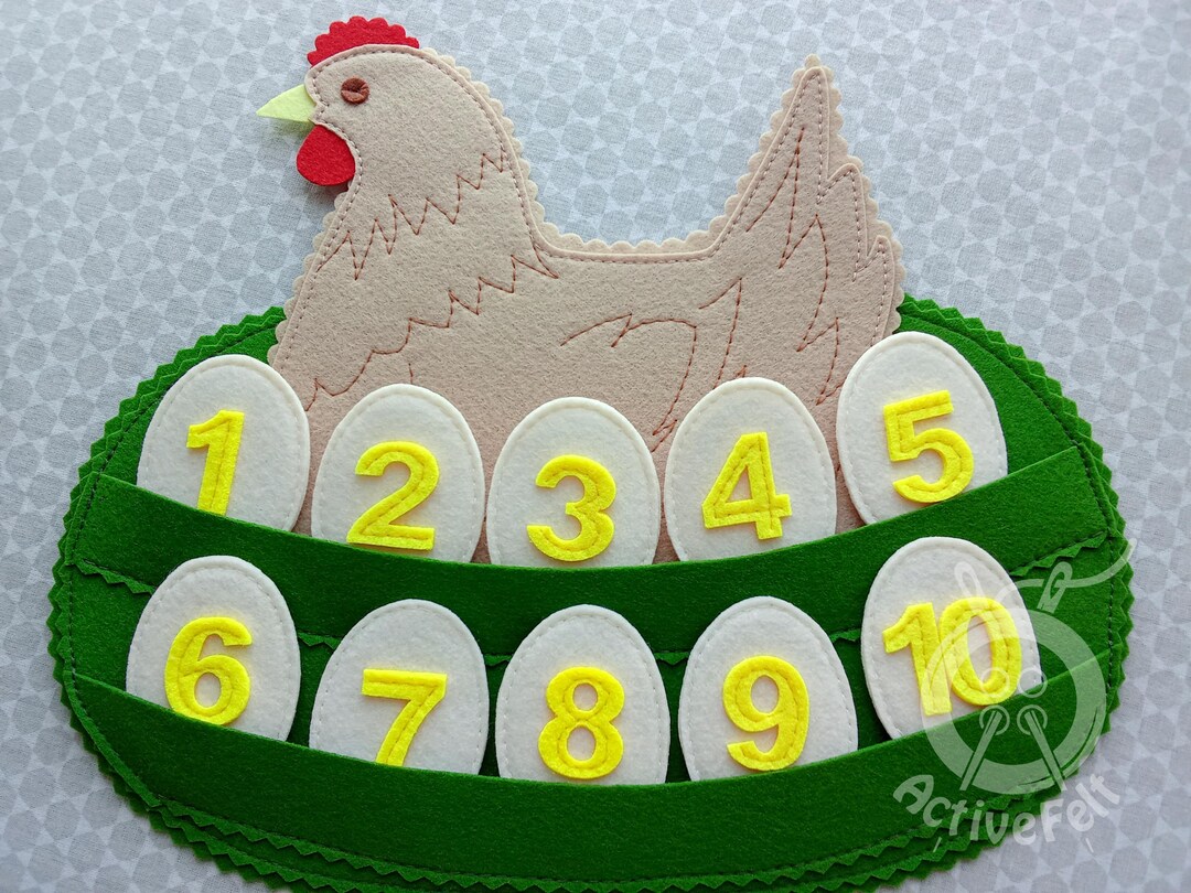 Felt Chicken With Eggs Farm Preschool Counting Game, Montessori ...