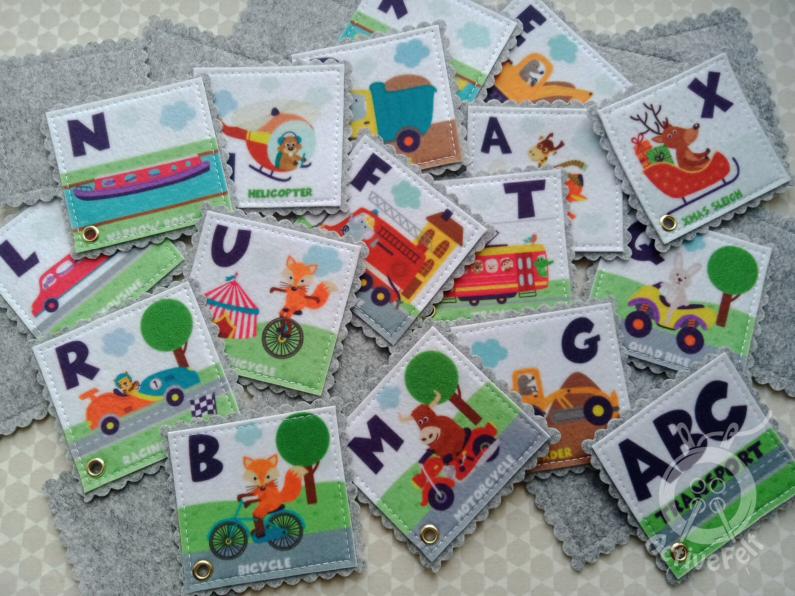 Transportation ABC Felt Flash Cards Learning Alphabet - Etsy