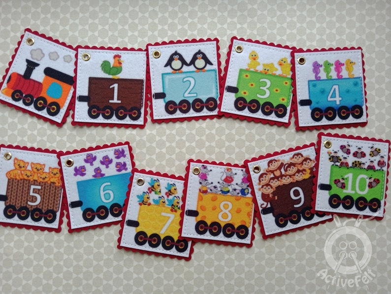 Counting Carriages With Animals, Felt Number Flash Cards, Counting ...