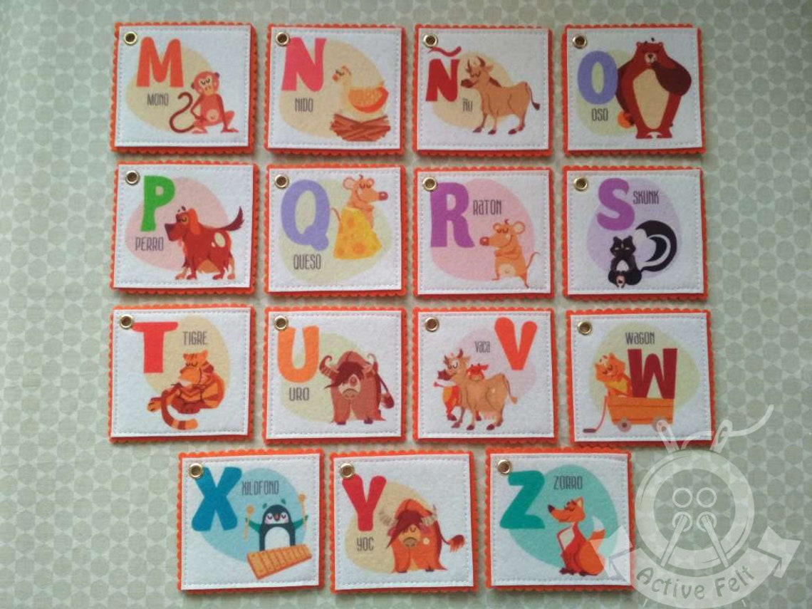 Spanish ABC Felt Flash Cards Kids Spanish Flashcards | Etsy
