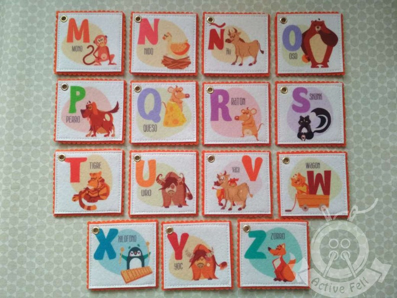 Spanish ABC Felt Flash Cards Kids Spanish Flashcards - Etsy