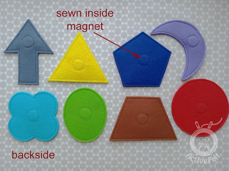 Magnetic Shapes Toddler Learning Felt Toy, 2D Geometric Felt Shapes ...