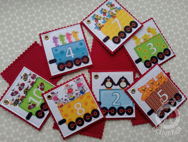 Counting Carriages With Animals, Felt Number Flash Cards, Counting ...
