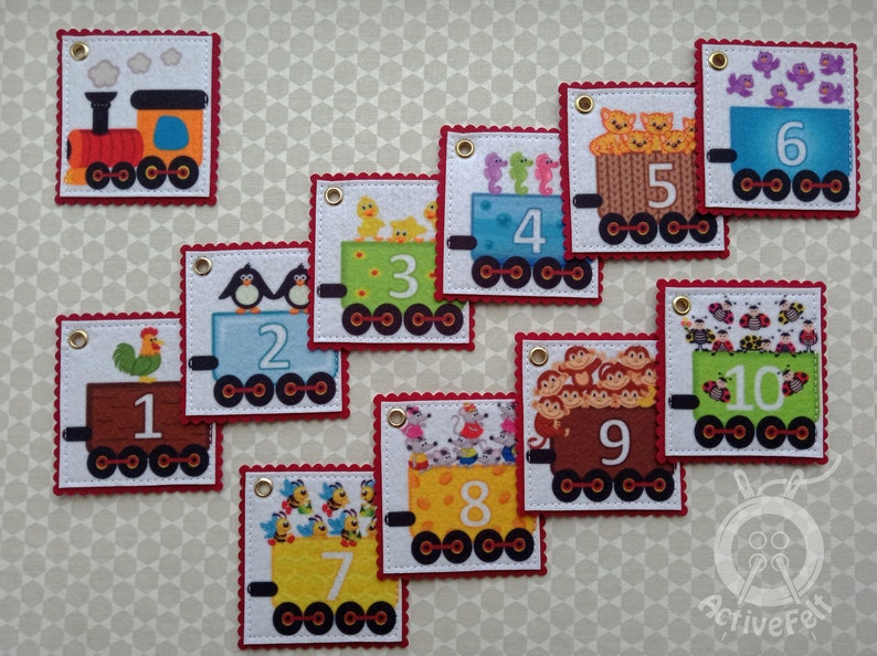 Counting Carriages With Animals, Felt Number Flash Cards, Counting ...