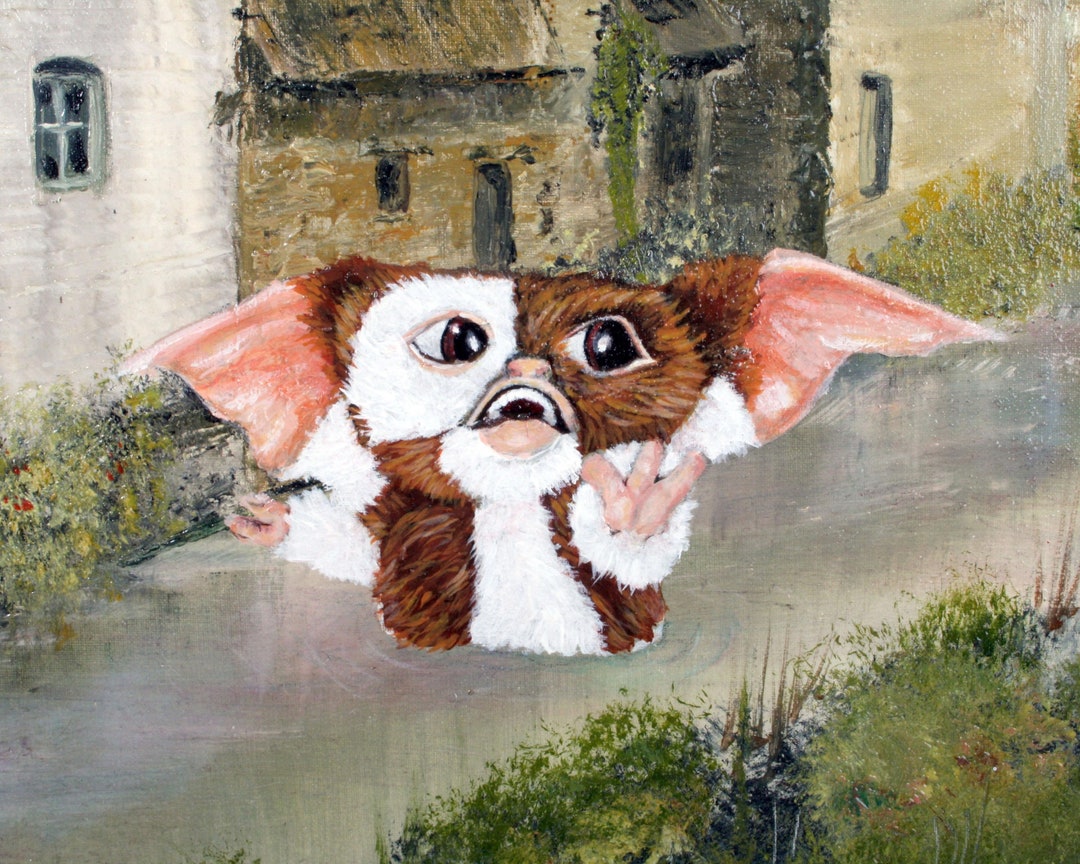 Gizmo Original Thrift Store Painting, 40 X 50 Cm, Large Hand Painted ...