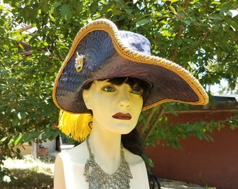 Ivory and Red Leather Tri Corner Pirate Hat - Etsy