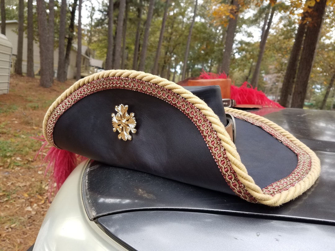 Handmade Black Leather Cavalier Pirate Hat - Etsy
