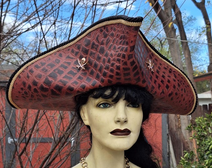 Leather Tri Corner Pirate Hat - Etsy
