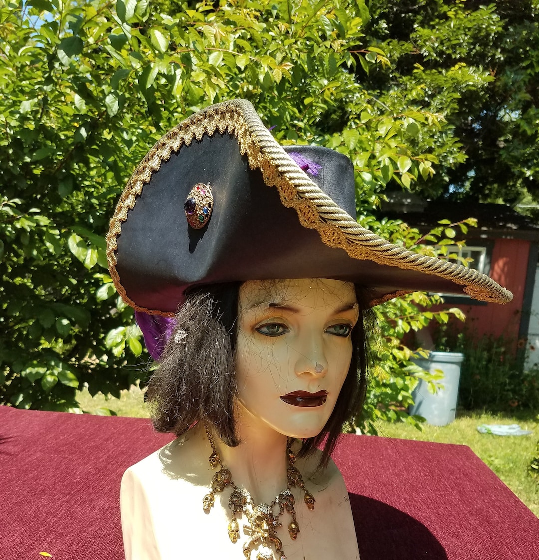 Black Leather Cavalier Pirate Hat - Etsy
