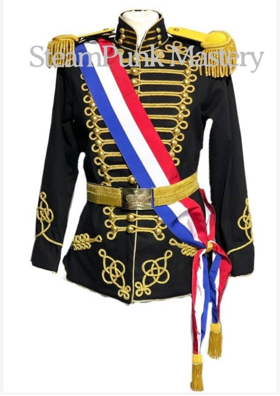 4 Pcs Ceremonial Officer Jacket With Shoulder Accessories Belt and Sash ...