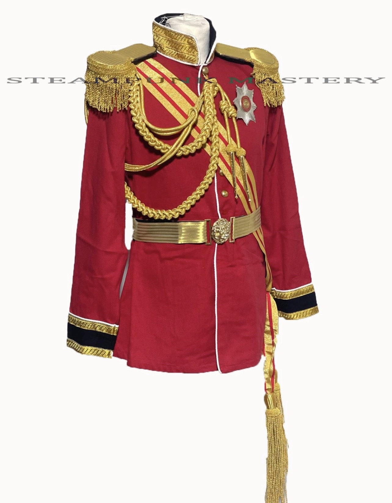 Red British Royal Jacket With Shoulder Accessories Lion Head Buckle ...