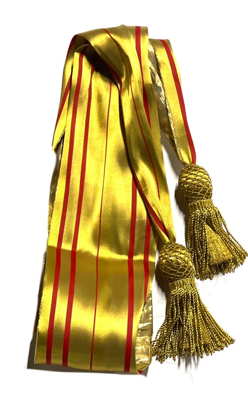 Gold With Red Stripes General Waist Sash With Gold Tassels - Etsy