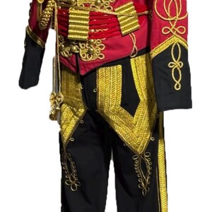 Red Ceremonial Hussar Officer Suit: Black and Jacket,barrel Sash ...