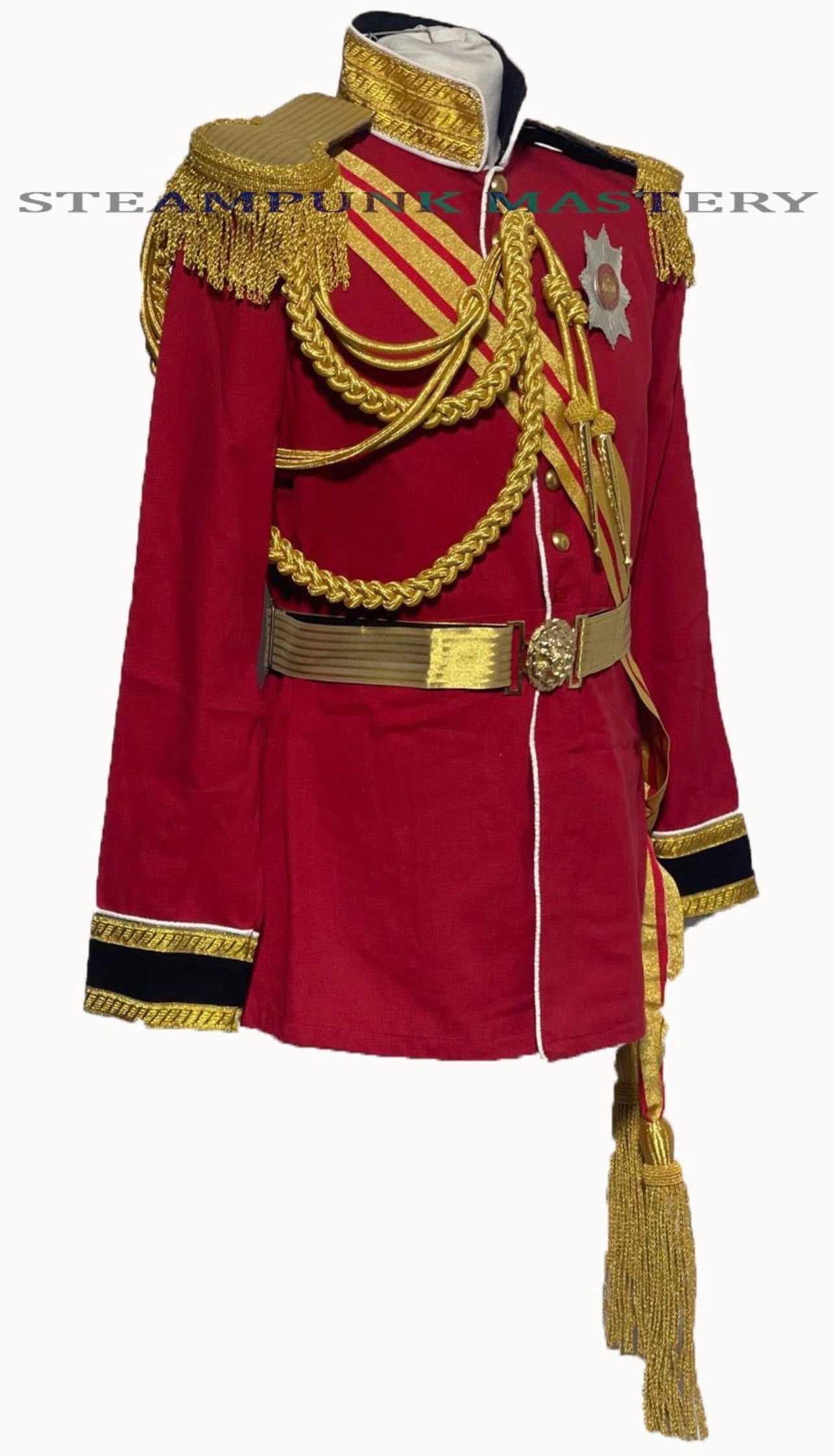 Red British Royal Jacket With Shoulder Accessories Lion Head Buckle ...