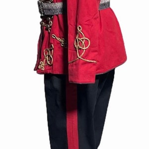 6pcs Red Steampunk Jacket/pants Uniform Distressed Gold Braiding Hussar ...