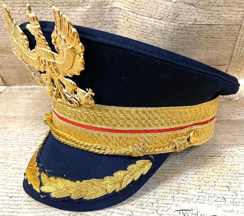 Hussar Black Cotton Military Hat With Brass Badges Details in | Etsy