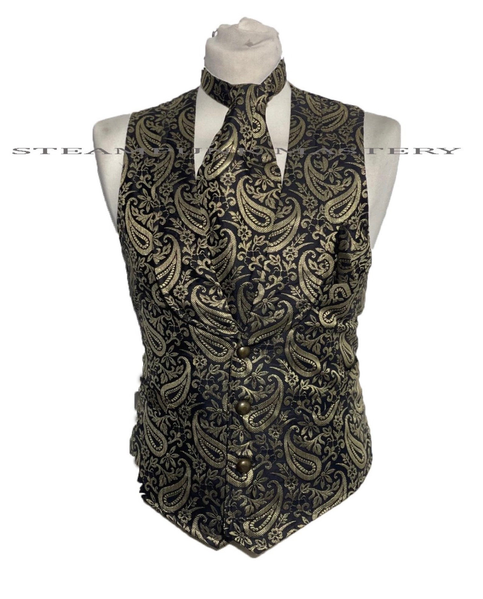 3pcs Regency Paisley Waistcoat Outfit With Matching Self Tie Cravat ...