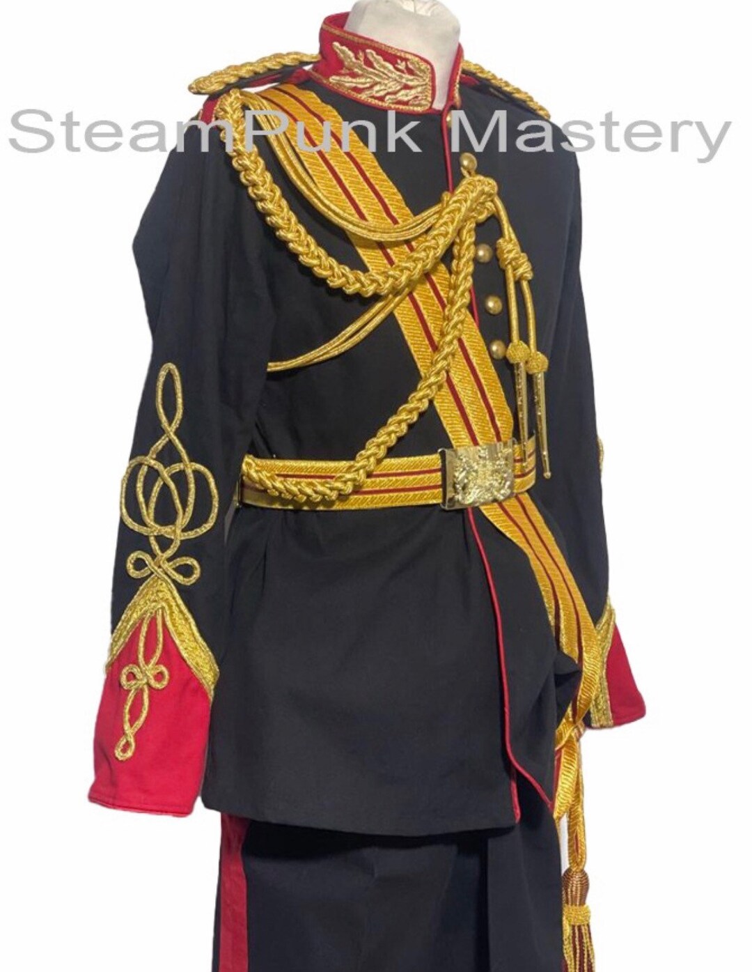 6pcs Jacket/pant Black/red Uniform Gold Braiding Hussar Jacket Gold ...