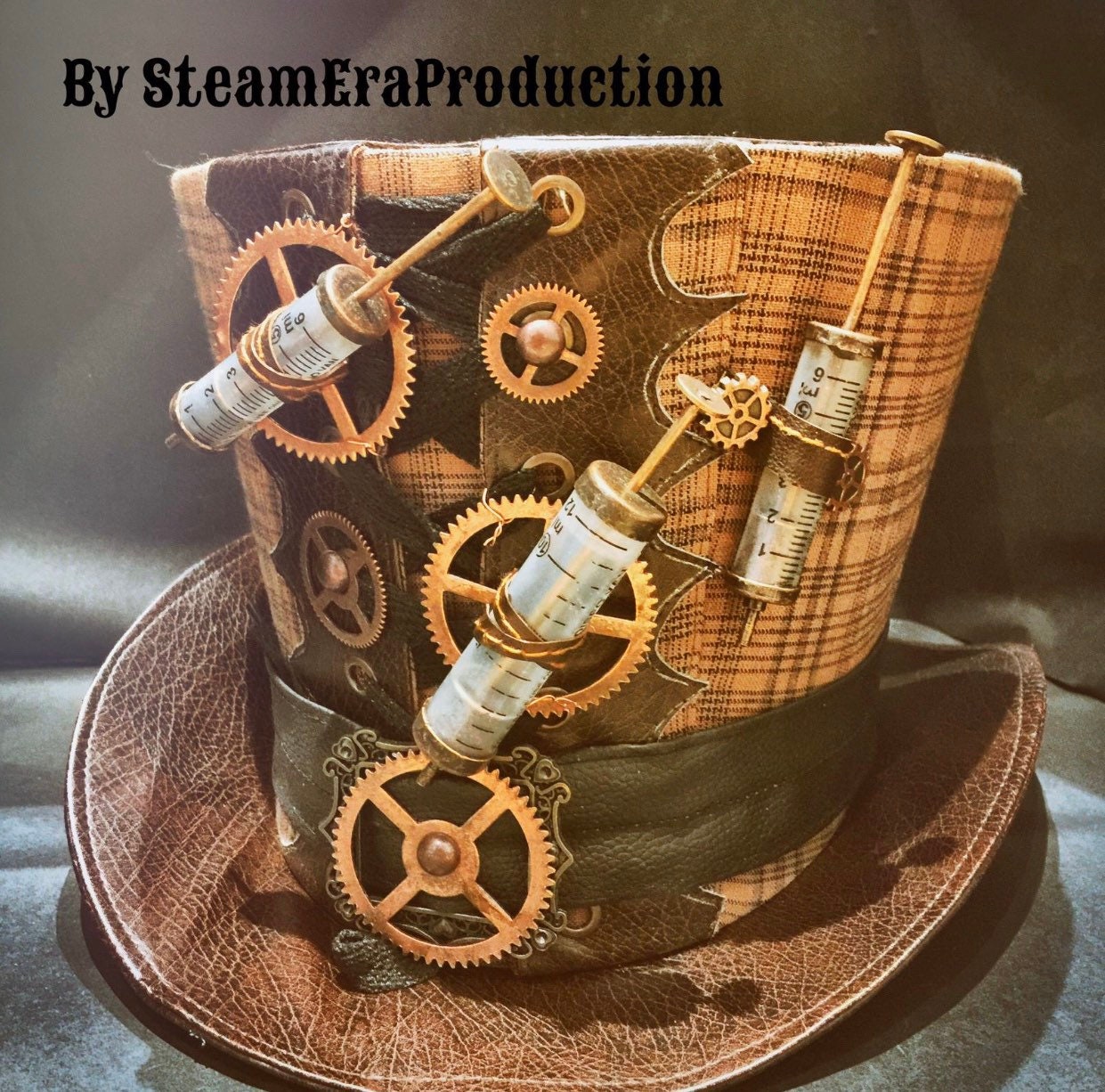 Steampunk Antique Syringes Top Hat With Copper Gears in Size - Etsy