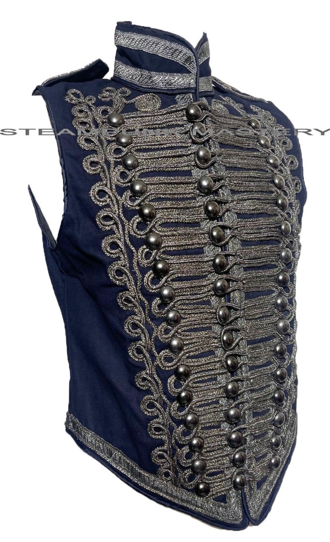 Blue Men's Hussars Oxidised Braiding Hussar Waistcoat With Oxidised ...