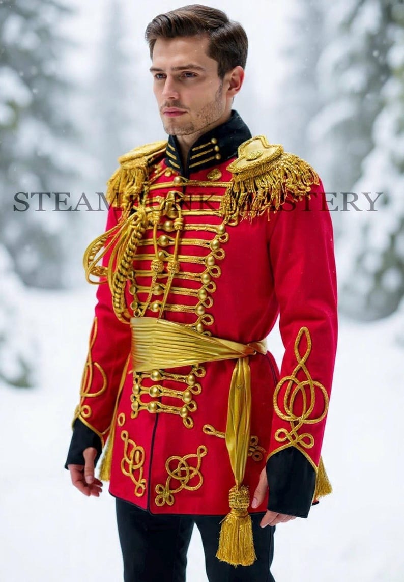 Royal Guard Red Hussar Jacket N Black Pants With Side Gold Stripes ...