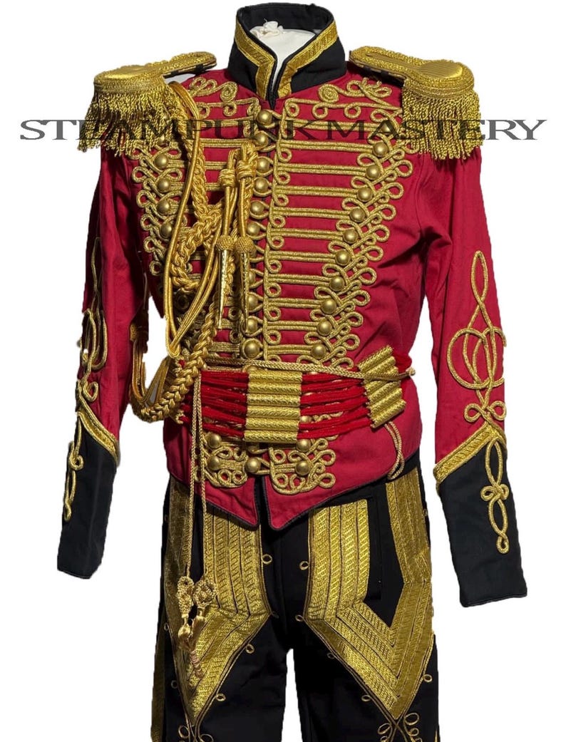 Red Ceremonial Hussar Officer Suit: Black and Jacket,barrel Sash ...