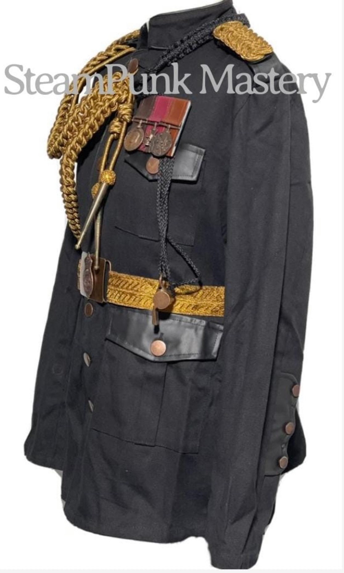 Steampunk 6 Pcs jacket 5 Accessories Military Black Army - Etsy