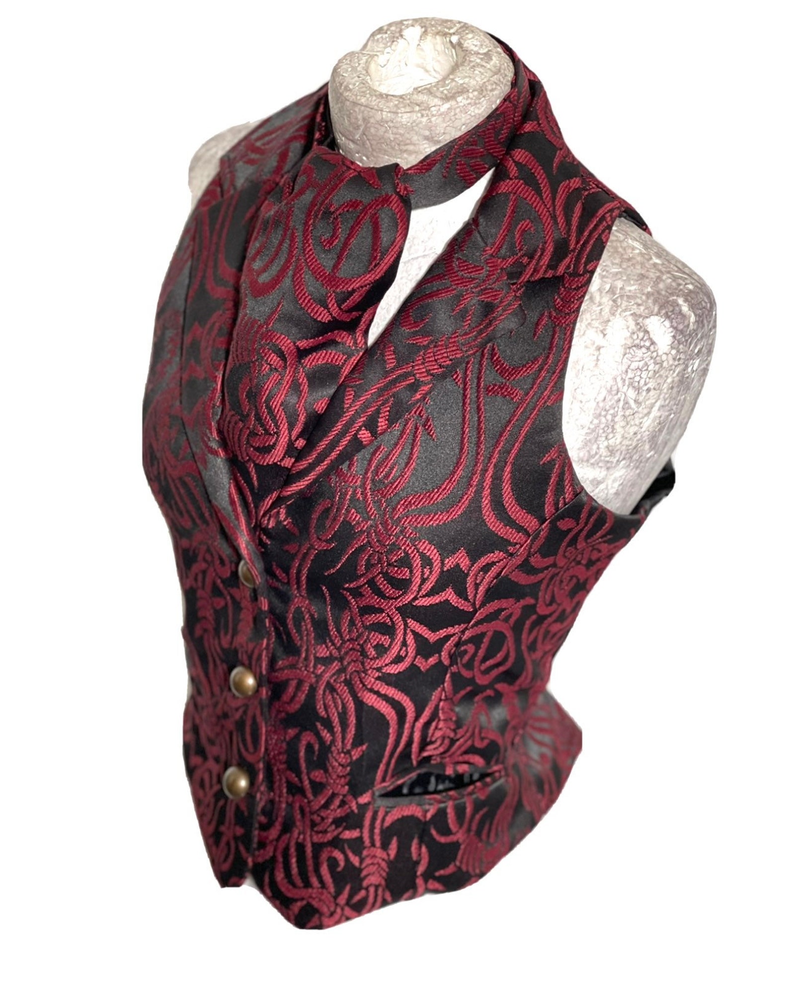 Women Waistcoat Outfit With Back Corseted in Maroon Black - Etsy