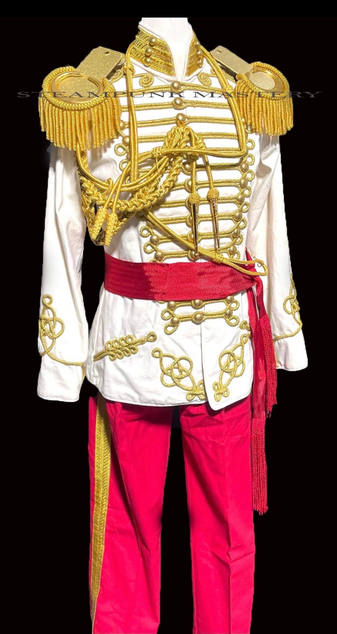 Gold Braided Hussar Jacket & Pants Uniform: Prince Eric Style (fits 40 ...