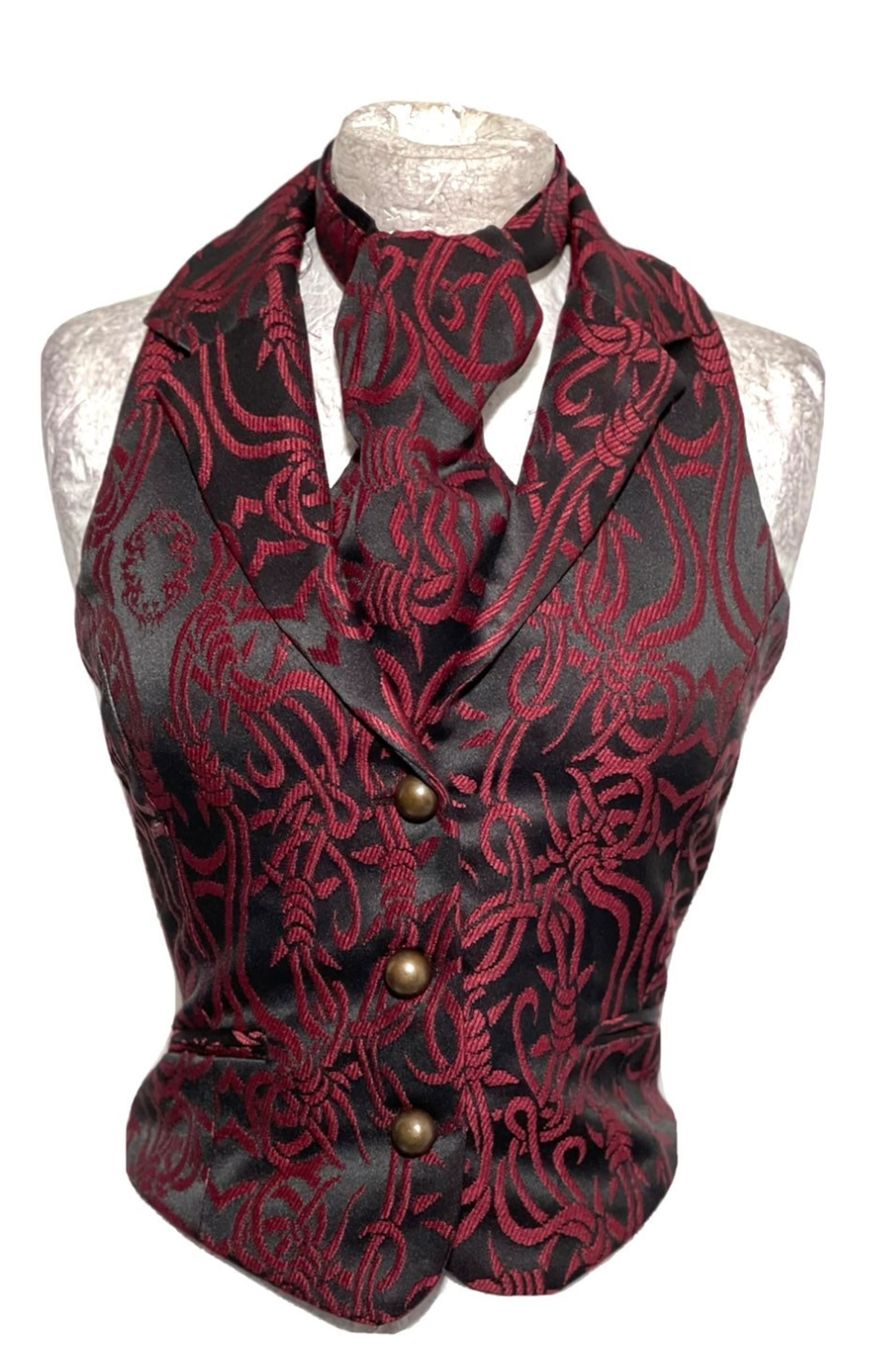Women Waistcoat Outfit With Back Corseted in Maroon Black - Etsy