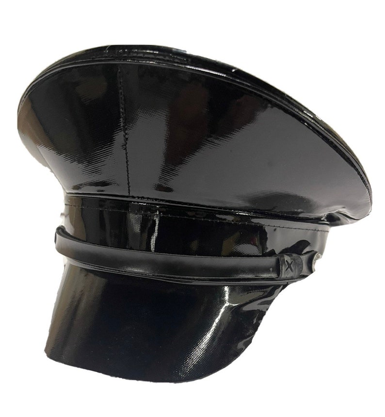 Industrial Punk, Gothic Black PVC Military Hat 57,58,59cm - Etsy