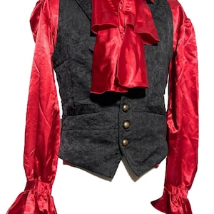 Vempire Red Ruffle Shirt Outfit Brocade Waistcoat , Self Tie Cravat 4 ...