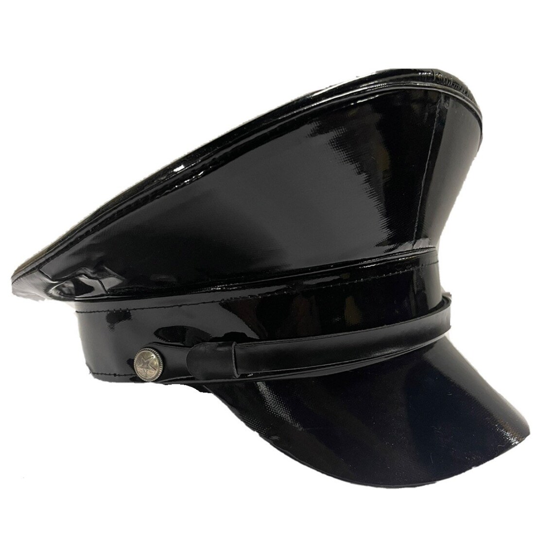 Industrial Punk Gothic Black PVC Military Hat 575859cm - Etsy UK