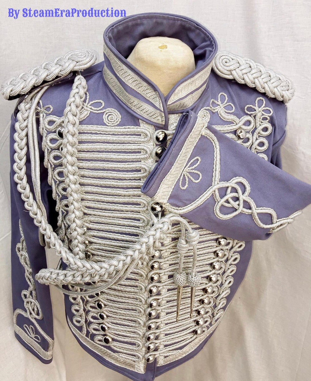 Ink Blue With Silver Ceremonial Hussar Jacket Silver Braiding to Fit ...