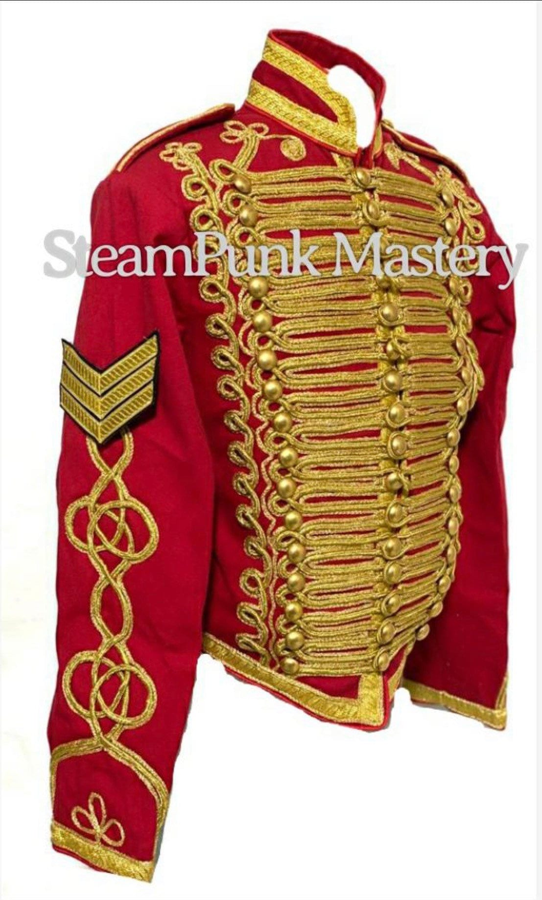 Men's Red Hussar Jacket: Gold Braiding, Hand Embroidered Badge - Etsy