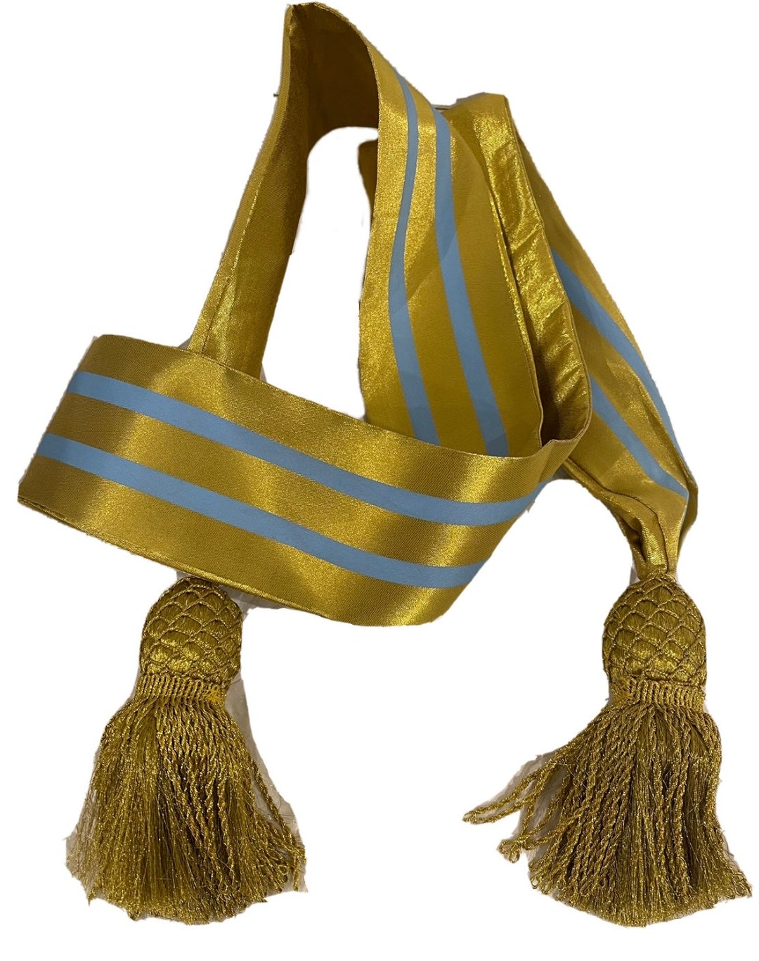 Gold With Blue Stripes General Waist Sash With Gold Tassels Details It ...