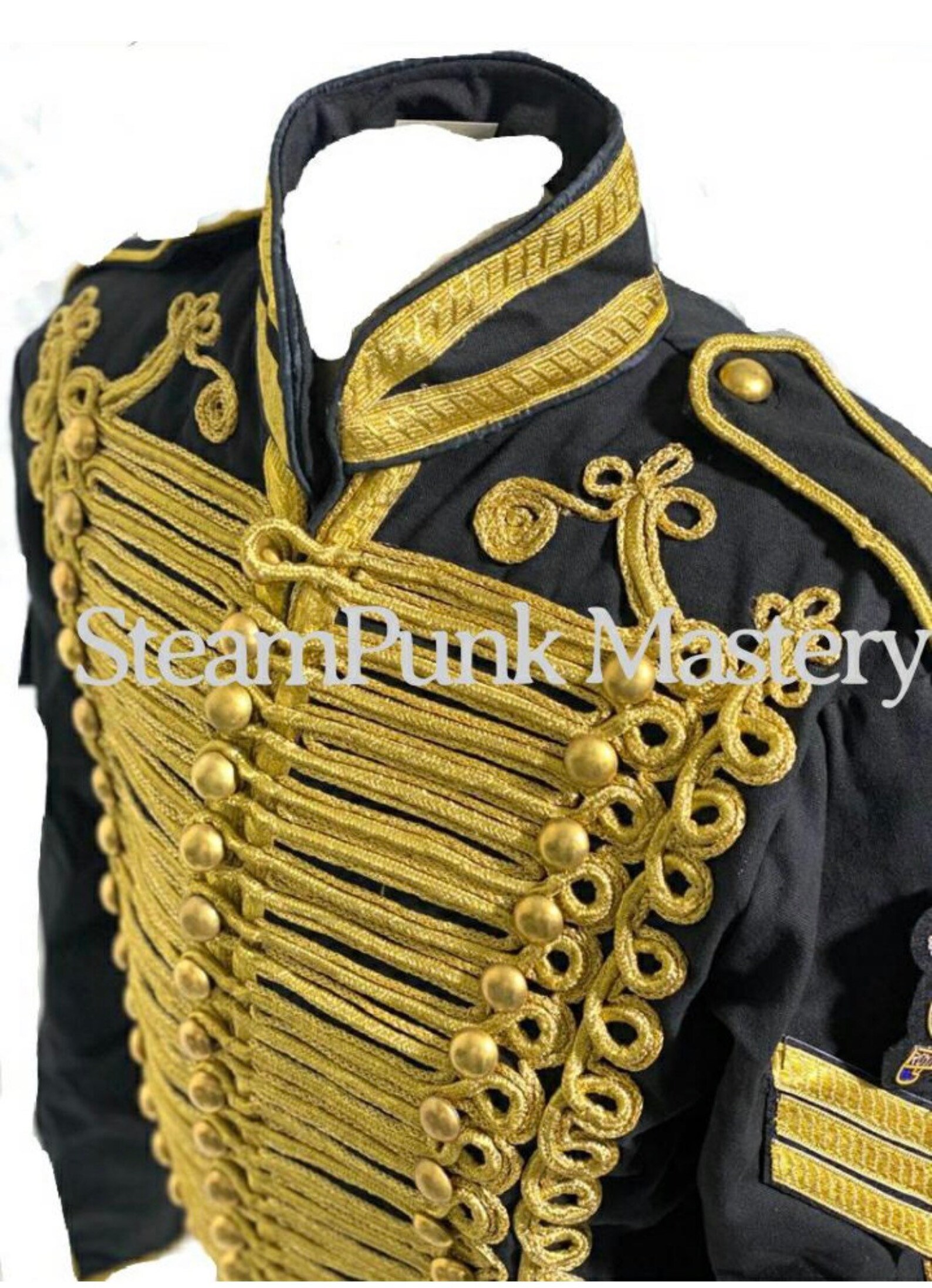 3 Pcs Men's Ceremonial Gold Braiding Hussar Jacket Black - Etsy