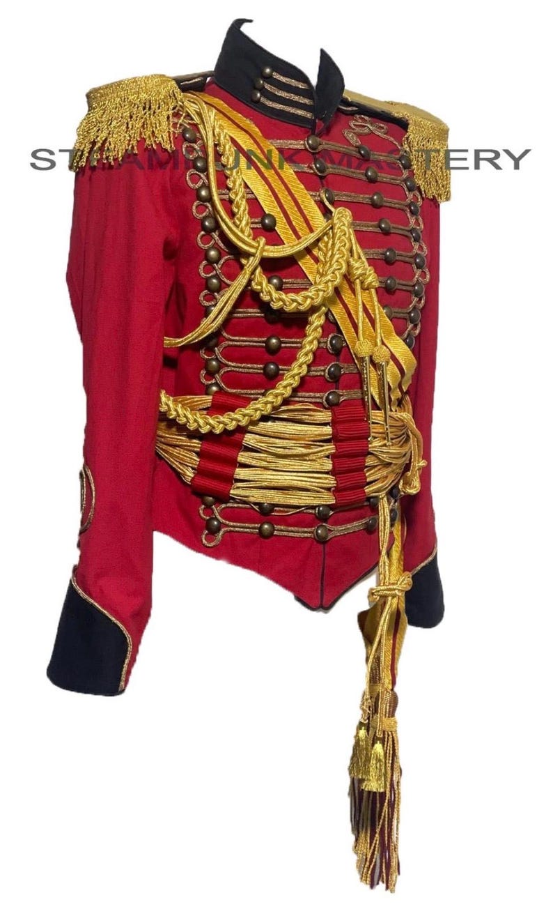 Red Hussar Jacket: Gold Braiding, Barrel Sash & Eppaulates - Etsy