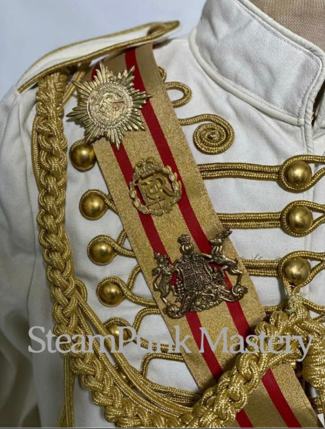 5pcs Military Officers Cross Red/gold Sash Belt & Shoulder Rope ...