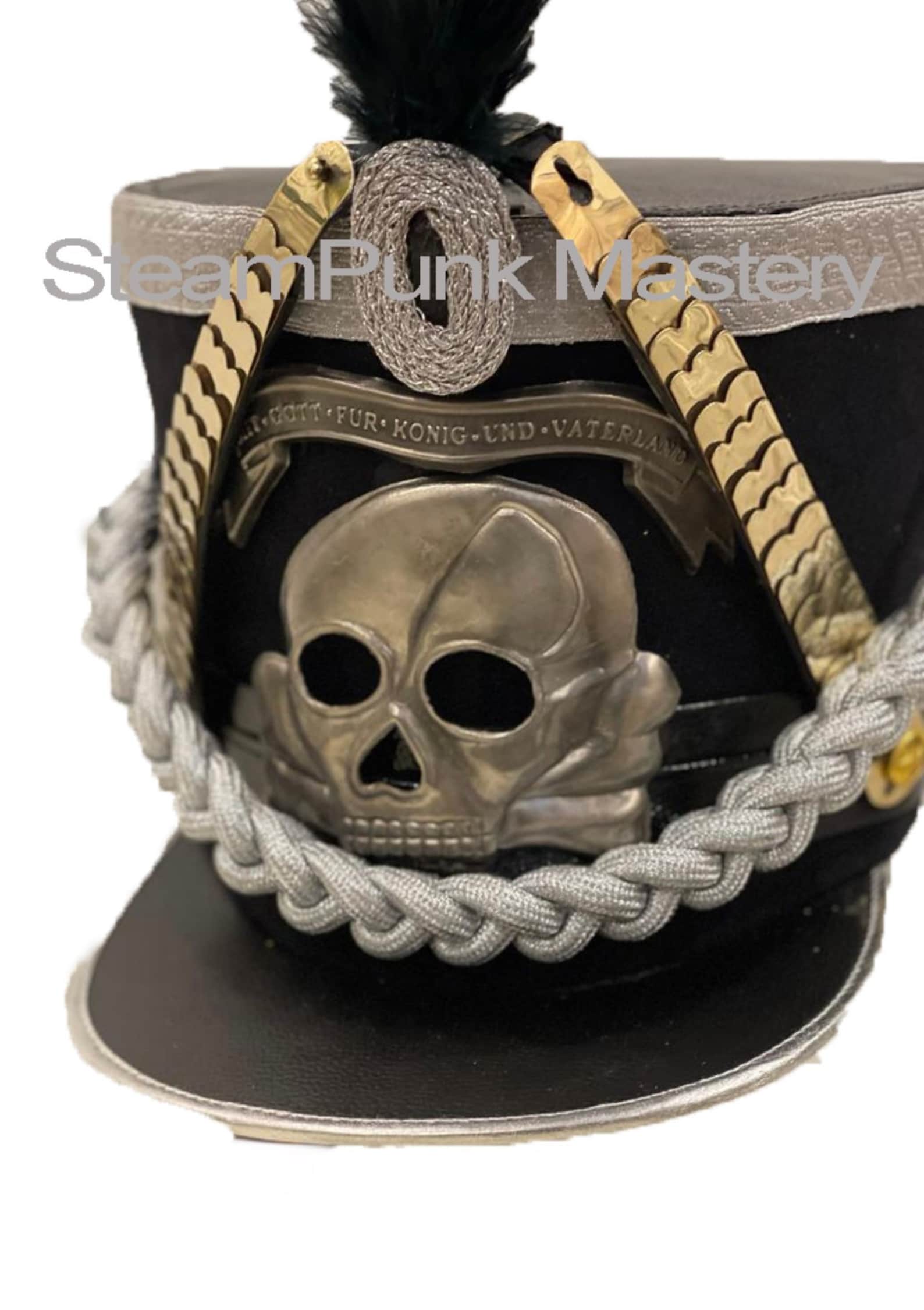 Black Wool Hussar Helmet: Silver Skull, Feather Detail - Etsy