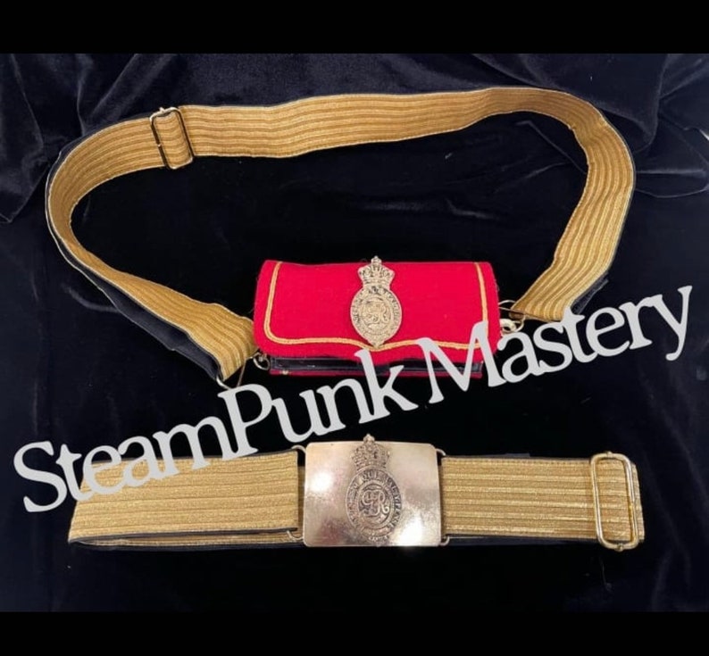 2 Pcs Military Officers Cross Chest Belt & and Waist Belt With Brass ...