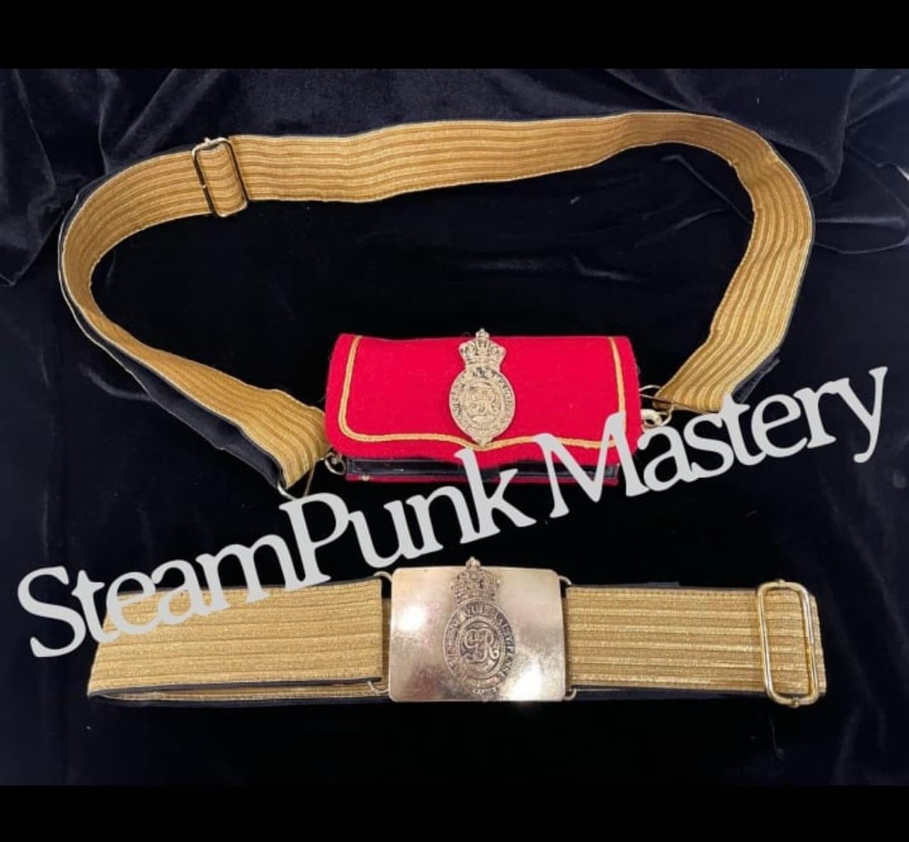 2 Pcs Military Officers Cross Chest Belt & and Waist Belt With Brass ...