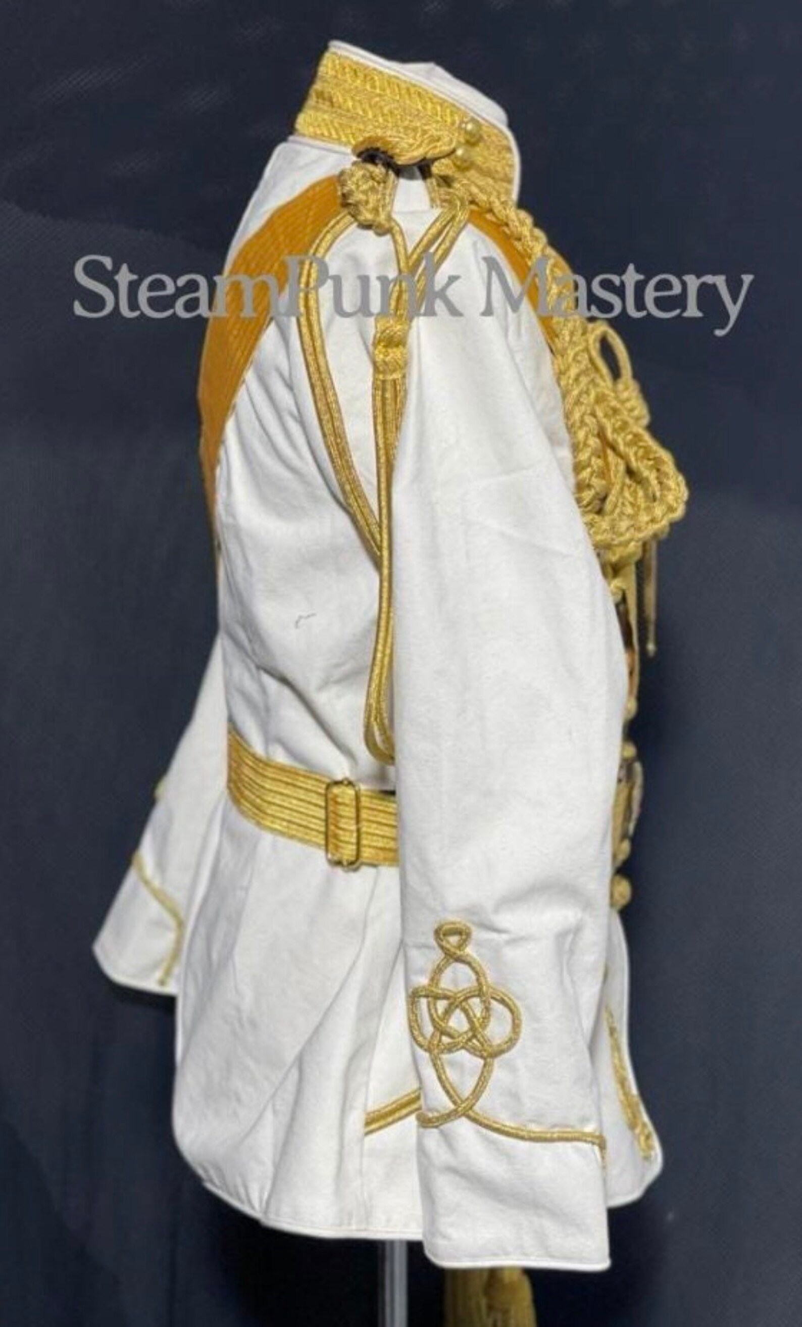 White Hussar Jacket: Gold Sash & Shoulder Accessories (chest 38-48") - Etsy