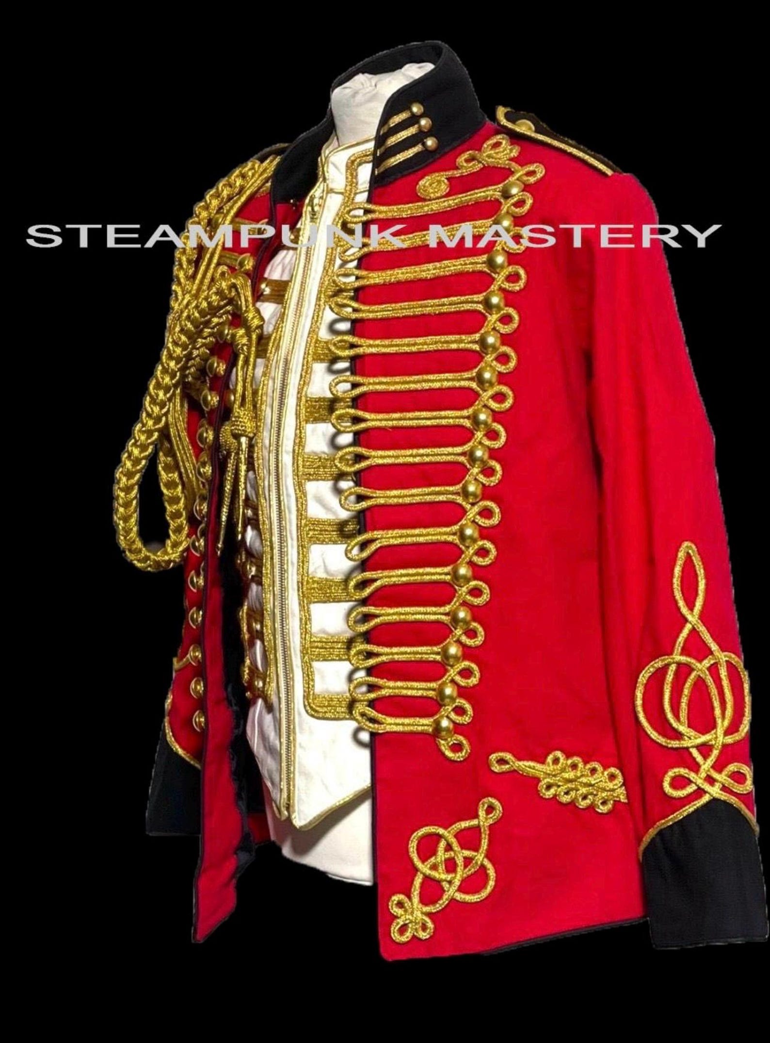 Red Hussar Jacket Outfit: Gold Braiding, White Waistcoat - Etsy