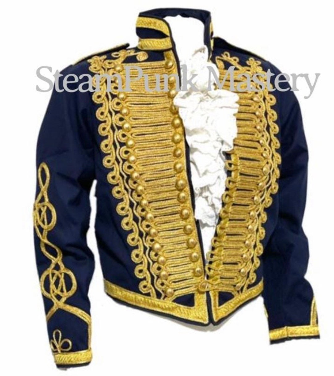 Gold Braiding Hussar Jacket: Hand Embroidered Ceremonial Military Style ...